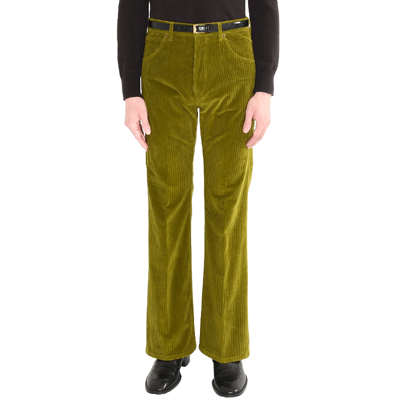 [HUSBANDS PARIS] FLARED HIGH-WAISTED JEANS IN CORDUROY - CHARTREUSE ...