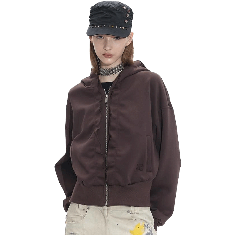 [RUNWAY TICKET] RUN-T Detail Hood Zip-up_Brown - RUNWAY TICKET | 리켓
