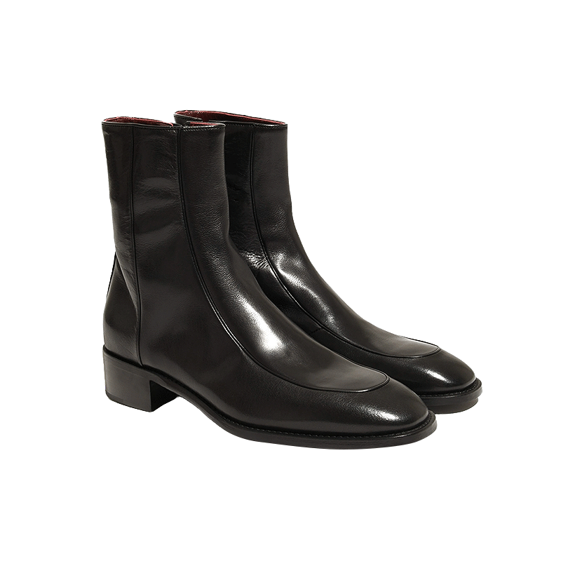 [HUSBANDS PARIS] ZIPPED BOOTS IN WAXED LEATHER - BLACK - HUSBANDS PARIS ...