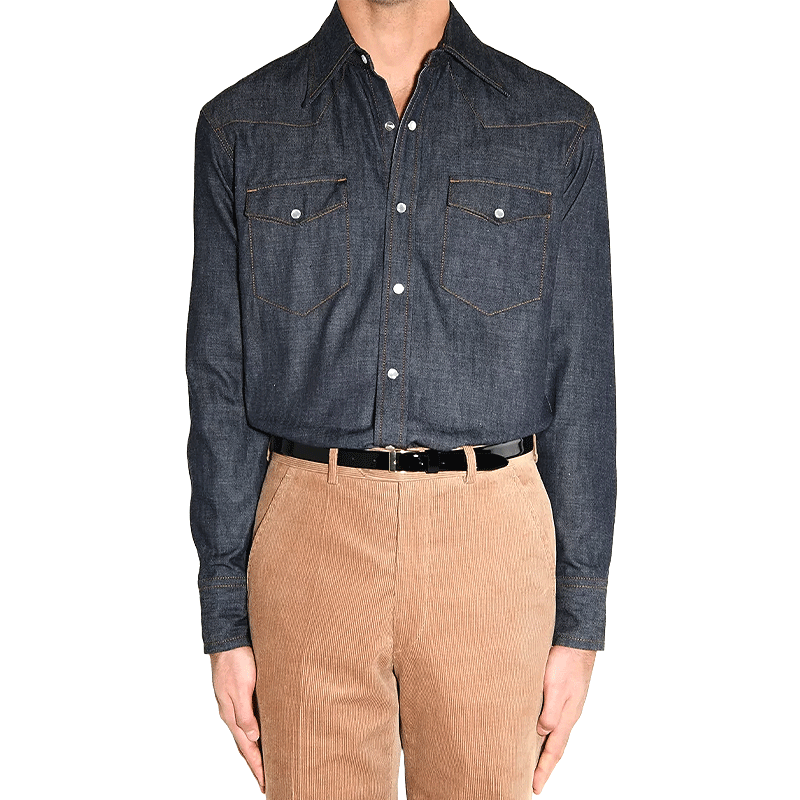 [HUSBANDS PARIS] WESTERN SHIRT IN SELVEDGE DENIM - RAW - HUSBANDS PARIS ...