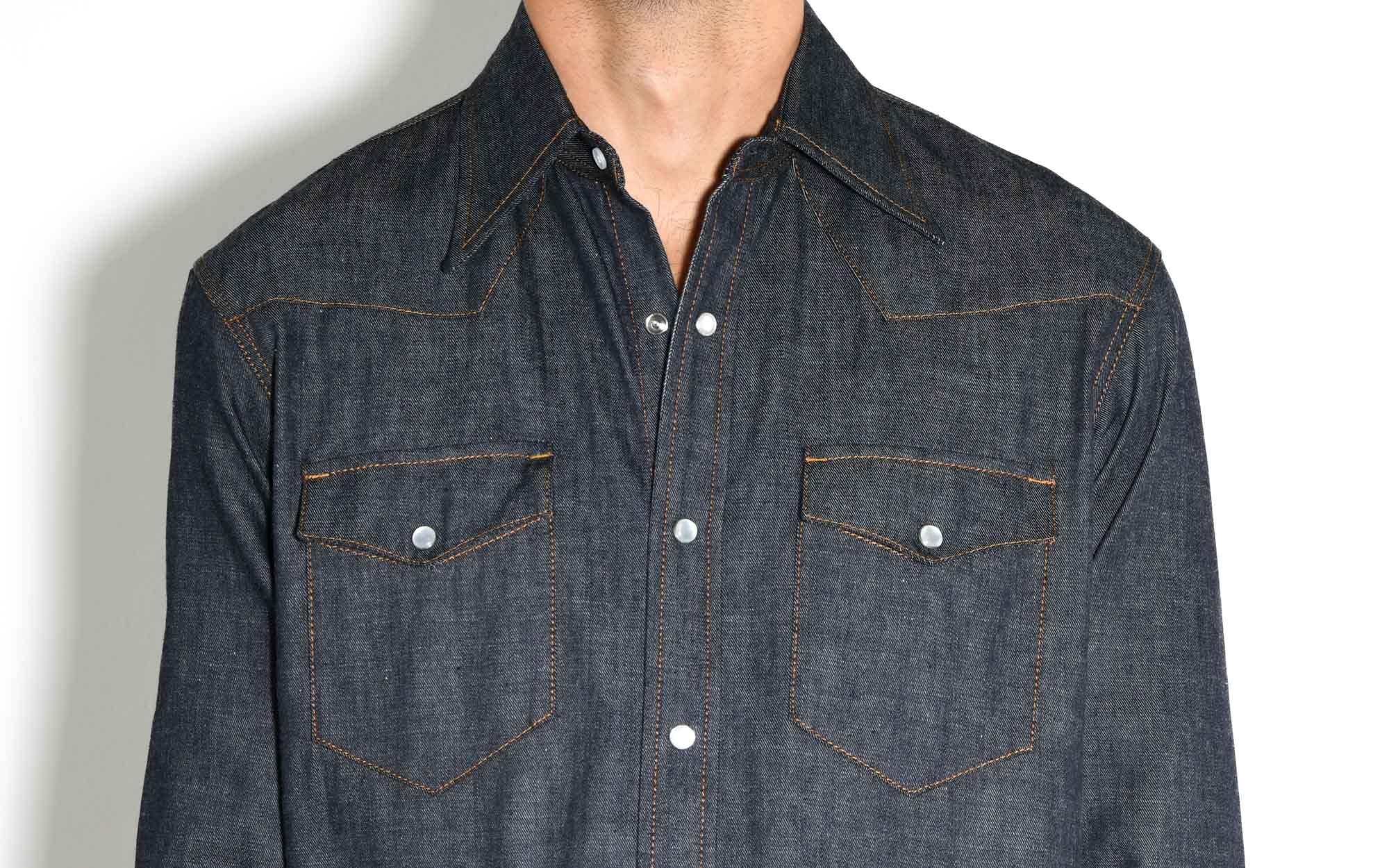 [HUSBANDS PARIS] WESTERN SHIRT IN SELVEDGE DENIM - RAW - HUSBANDS PARIS ...